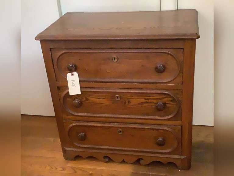 Antique 3 drawer chest. Measures approximately 30” x 29” x 17”. Item ...