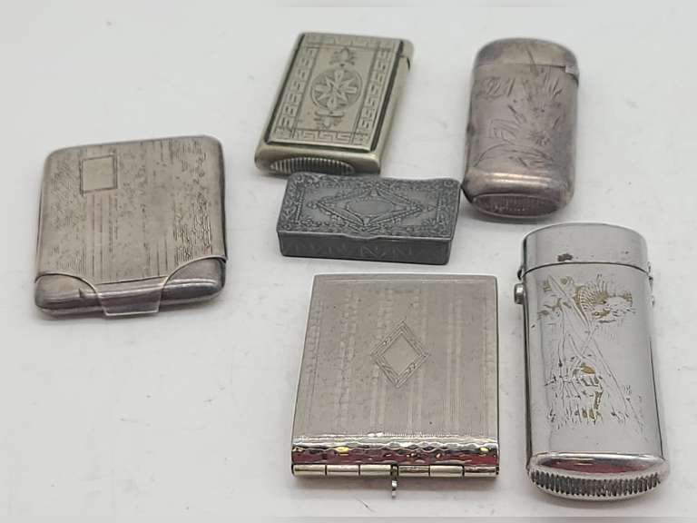 (6) Engraved Design Match Safes - Different Types & Pictorial Scenes ...