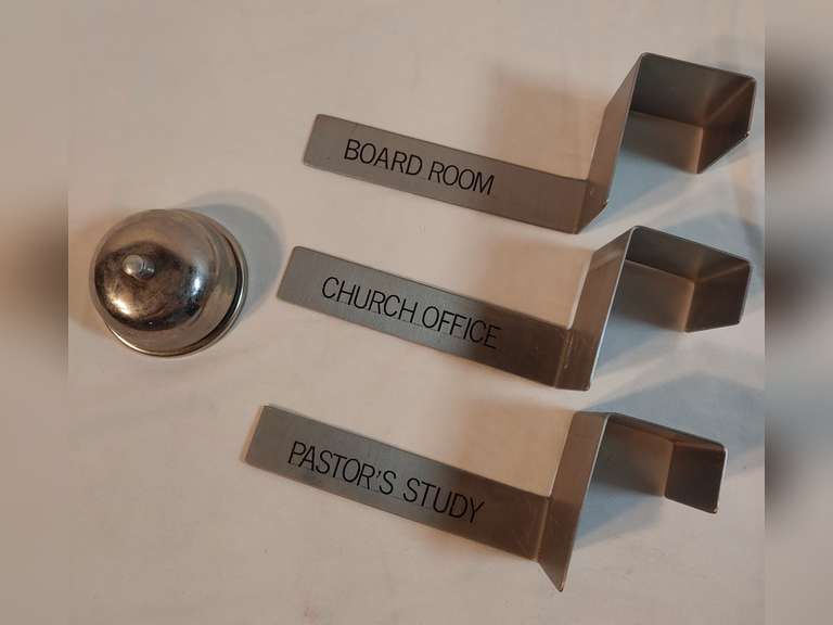 Metal Door Labels and Desk Bell - Northern Kentucky Auction, LLC
