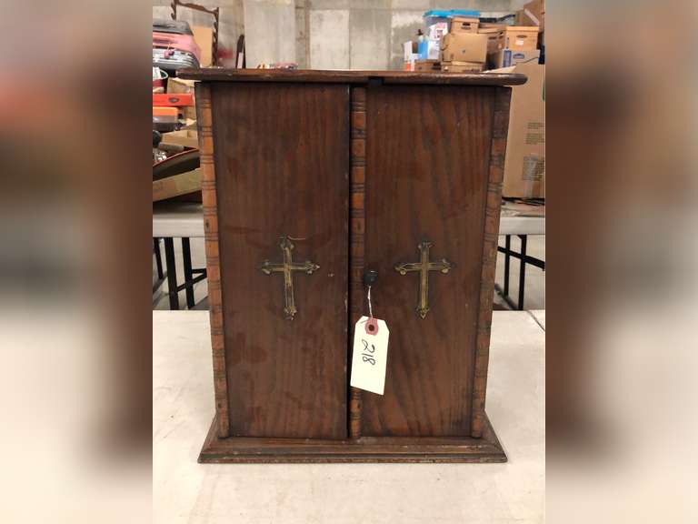 Antique Catholic Sick Call Box with Contents