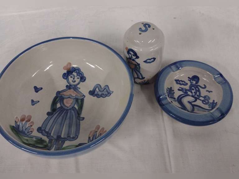 11 pcs of M. A. Hadley pottery dishes, Serving Plate and Bowl, Cups ...