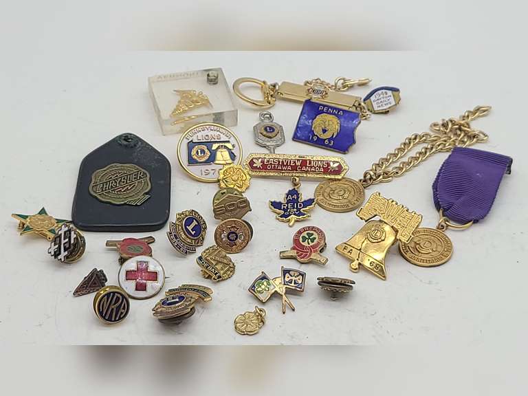 Nice Group of Lions, Girl Scouts & Misc. Stud & Clip Back Pins ...