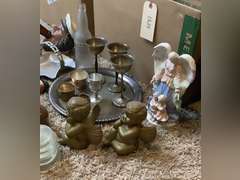 Barq's bottle, Jim Beam decanter, silvercraft tray, goblets, Sterling ...