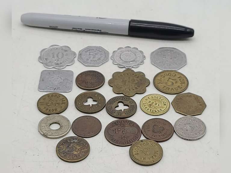 (20) Billiard/Pool Hall Trade Tokens All U.S. & Many Small Towns ...