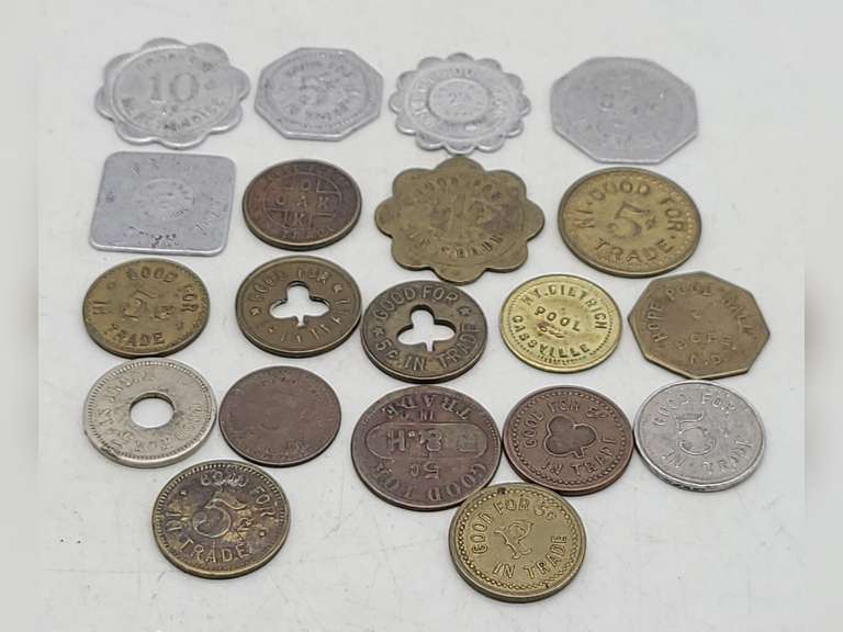 (20) Billiard/Pool Hall Trade Tokens All U.S. & Many Small Towns ...