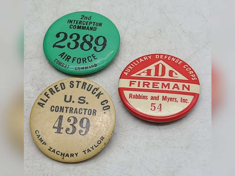 (3) Military Related Celluloid Pinback Buttons - Robbins & Meyers A.D.C ...