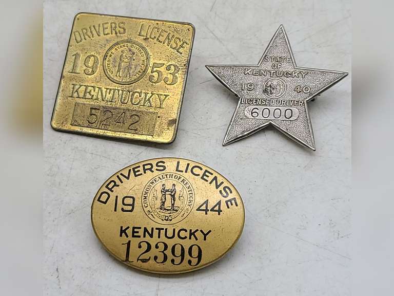 Kentucky 1940 Licensed Driver - 1944 Drivers License & 1953 Drivers ...