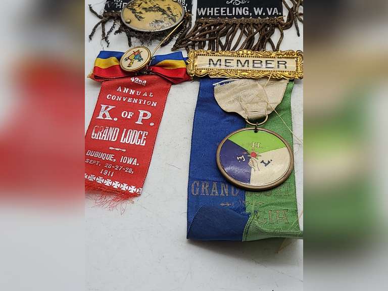 (8) Fraternal Ribbons & Badges as Seen in Photos - IA, WV, GA & KY ...