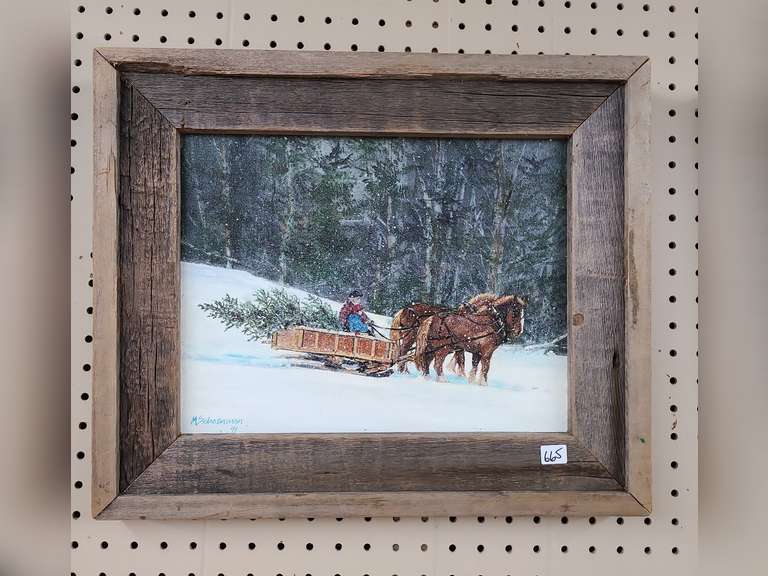 Barnwood framed local artist signed Mary (Lucas) Schoenman - '91 ...