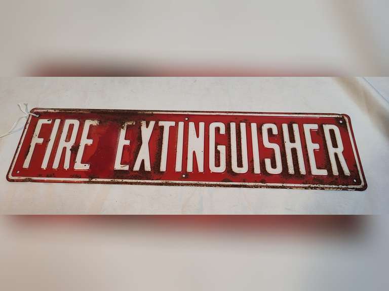Old fire extinguisher metal sign - Northern Kentucky Auction, LLC
