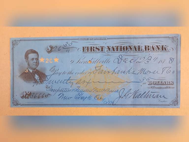 1878 Cancelled check - First National Bank of Indiana - Northern ...