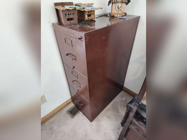 Brown metal file cabinet with Kroger Co tag (cabinet only) - Northern ...