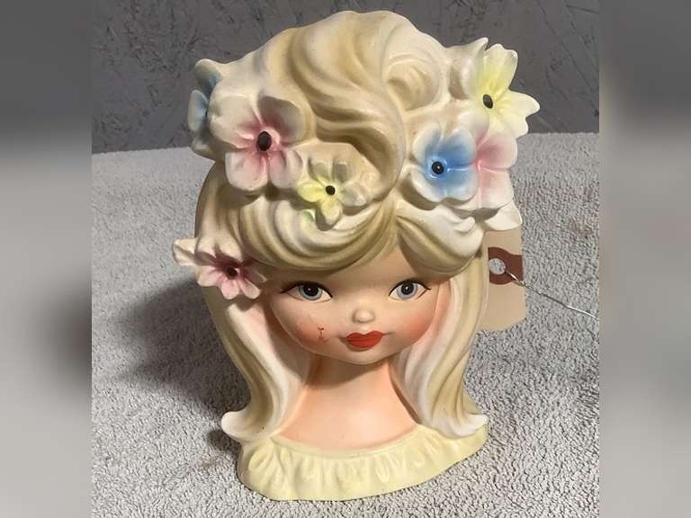 5 3/4' Lady Head vase by Inarco, E-2967. - Northern Kentucky Auction, LLC