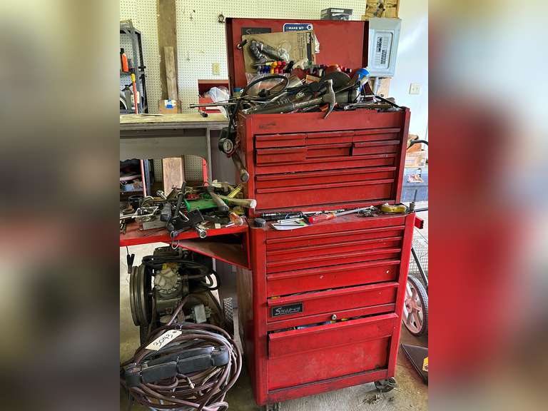 Snap on toolbox and contents- loaded with tools EXTREMELY HEAVY, bring ...