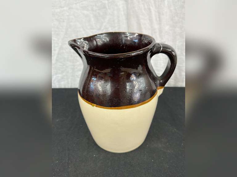 2 Tone Glazed Pottery Pitcher - Northern Kentucky Auction, LLC