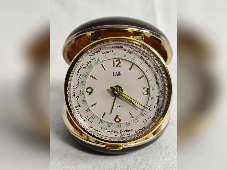 Elgin traveling world alarm clock. Appears in very good condition ...
