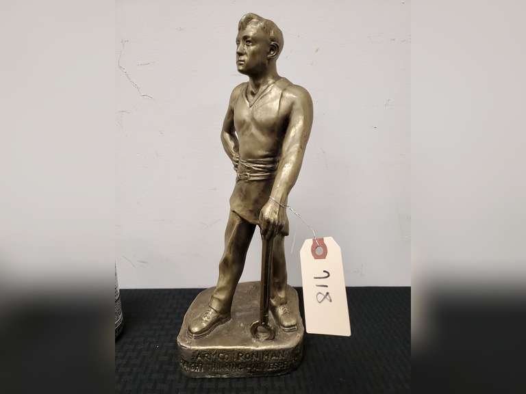 1966 Armco Steel Iron Man Statue award "The Straight Thinking Man ...