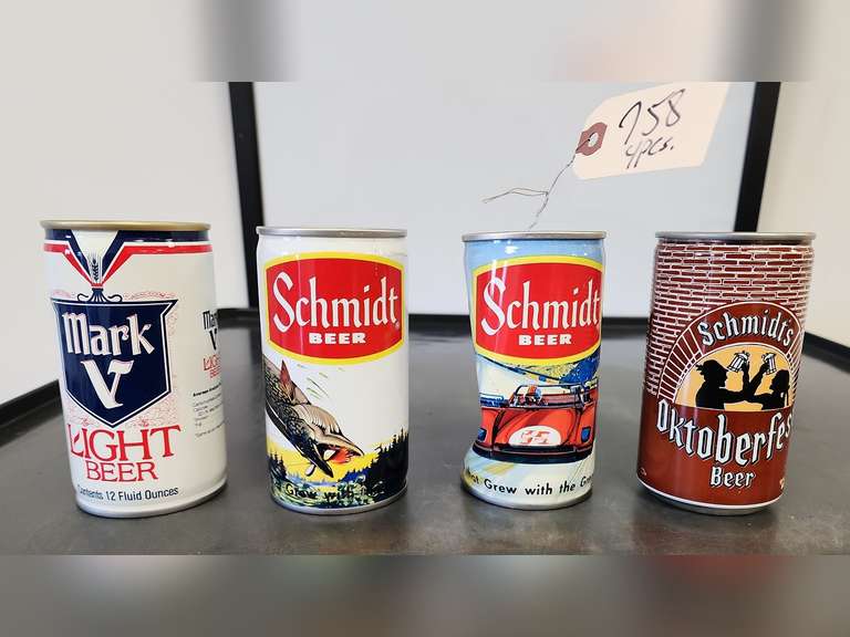 Mark V steel beer can, Schmidt beer cans- Steel fish can, steel race ...