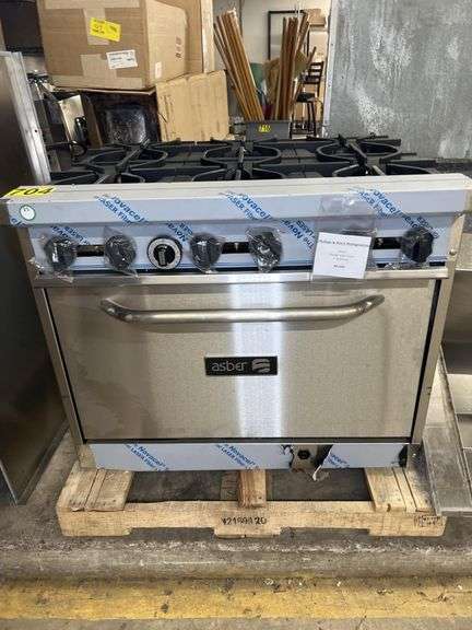 Asber AER-6-36E 6 burner range & oven - Nutt Auction