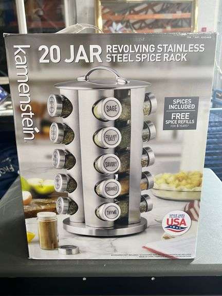 Kamenstein 20-Jar Revolving Stainless Steel Spice Rack - NW Asset Services