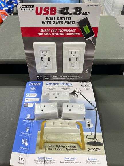 Feit 3pk Smart Plugs & 4.8Amp USB Wall Outlets - NW Asset Services