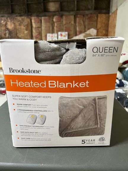 Brookstone Heated Blanket w/2 Programmable Controllers - Queen, Gray ...