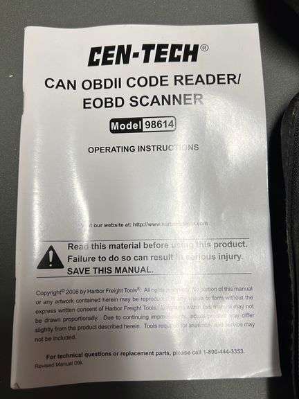 Cen Tech 98614 Can OBDII Code Reader/ EOBD Scanner - NW Asset Services