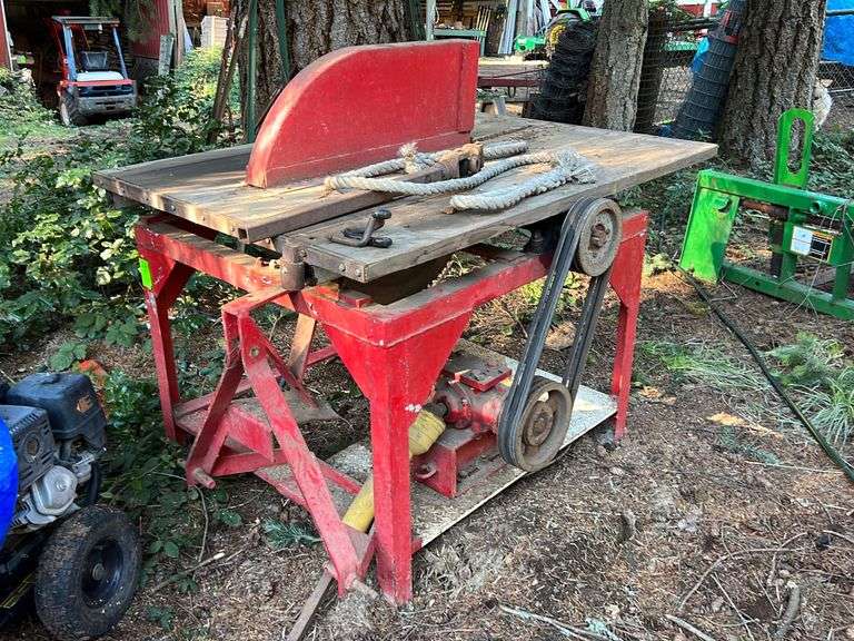 Custom 3 point Table Buzz Saw, 44" X 5' Top - NW Asset Services
