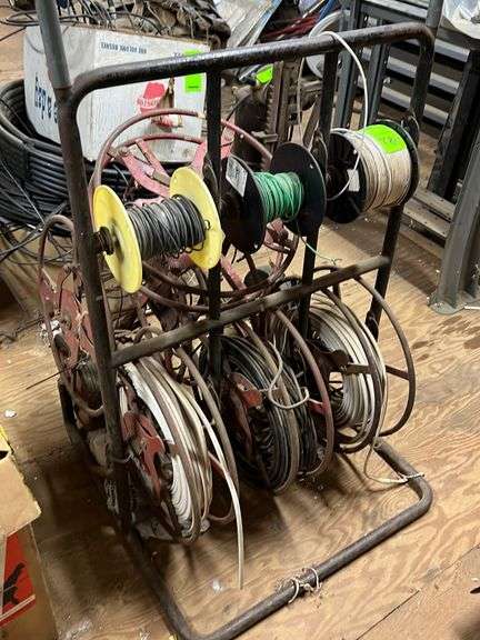 Wire Rack Rolling Cart w/ Wire Spools - NW Asset Services