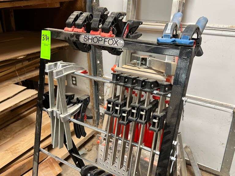 Shop Fox Clamp Rack w/ Approx. (23) Clamps - NW Asset Services
