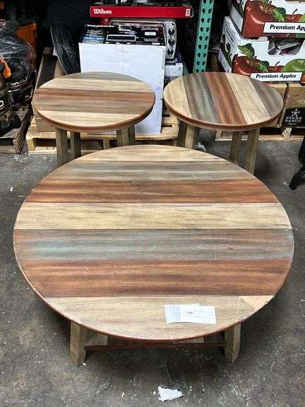 (2) Round End Tables & Round Coffee Table - NW Asset Services