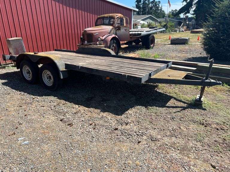 Tandem Axle Flatbed Trailer w/ Wood Bed - NW Asset Services