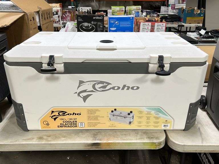 Coho 156 Liter Cooler w/ 4 Drink Holders - NW Asset Services