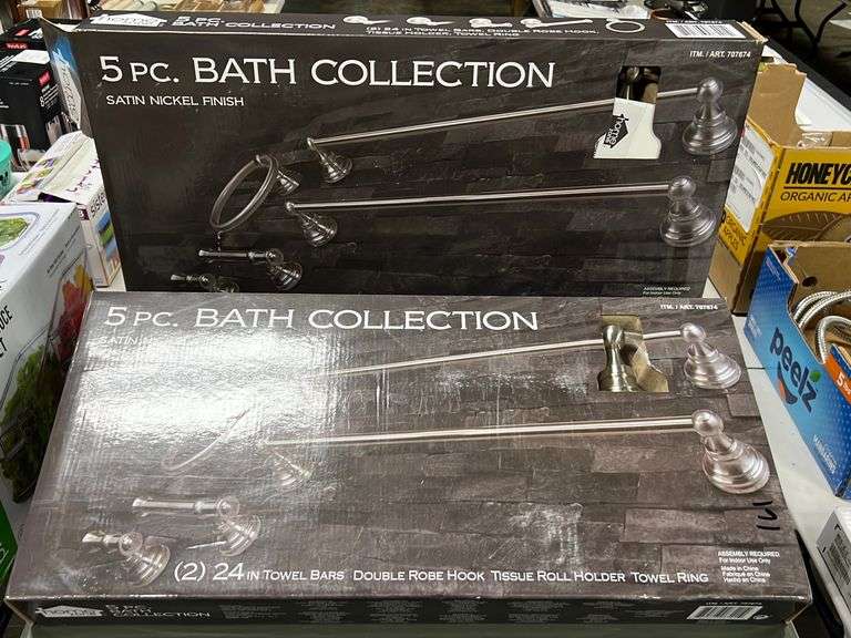 (2) Home Zone 5pc Satin Nickel Bath Collection Sets - NW Asset Services