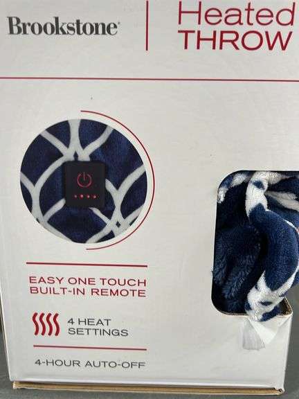 (2) Brookstone Heated Throw Blankets - 50" x 60" White Plush & Gray ...