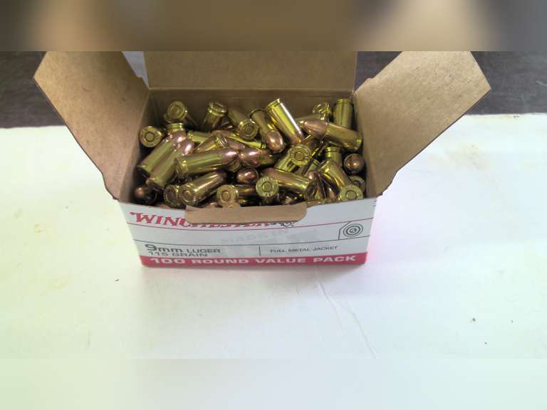 WINCHESTER 9MM LUGER 115 GRAIN, FULL METAL JACKET, 100 ROUND VALUE PACK ...