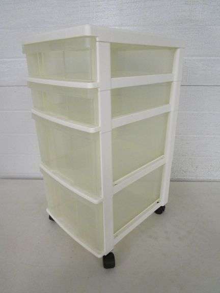 Iris Plastic 4 Drawer Organizer on Wheels - Oberman Auctions