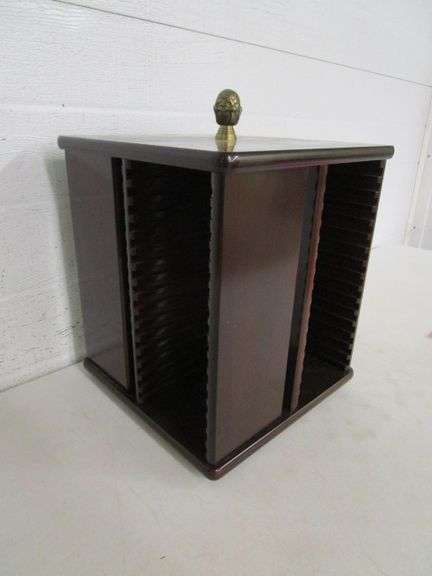 Cherry Finish Revolving CD Rack - Oberman Auctions