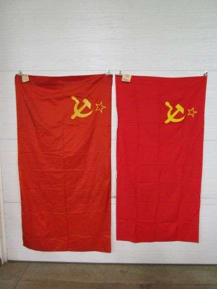 2 - USSR Flags w/Original Labels - Oberman Auctions