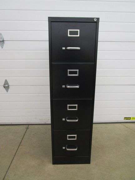 Black Steel 4 Drawer Letter Size File Cabinet - Oberman Auctions