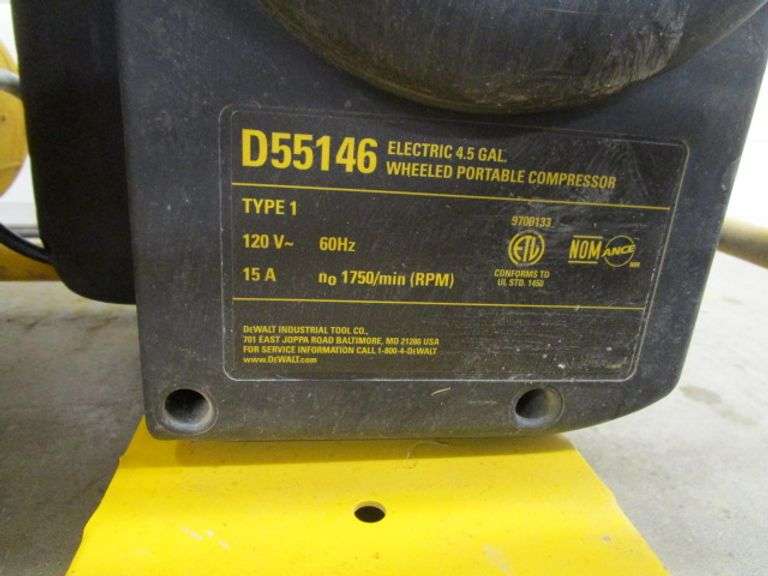 DeWalt D55146 Wheeled Portable Air Compressor - Oberman Auctions