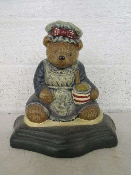 Cast Iron Teddy Bear Door Stop - Oberman Auctions