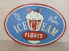 Ice Cream Floats Oval Wood Sign - Oberman Auctions