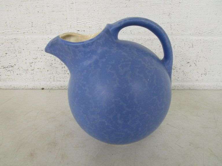 Rumrill Blue Ball Shaped Pitcher #547 - Oberman Auctions