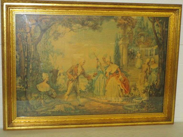 Framed "Courtship" Print by L. Jambor - Oberman Auctions