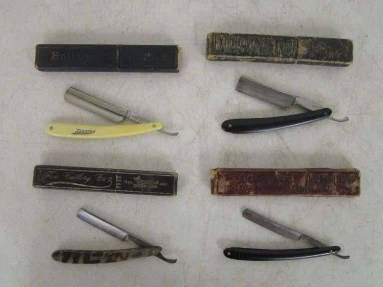 4 - Straight Razors w/Cases - Oberman Auctions