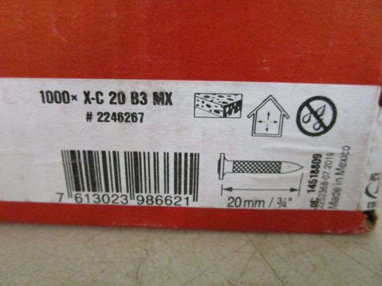 8 - Boxes of Hilti X-C 20 B3 MX 3/4" Concrete Nails - Oberman Auctions