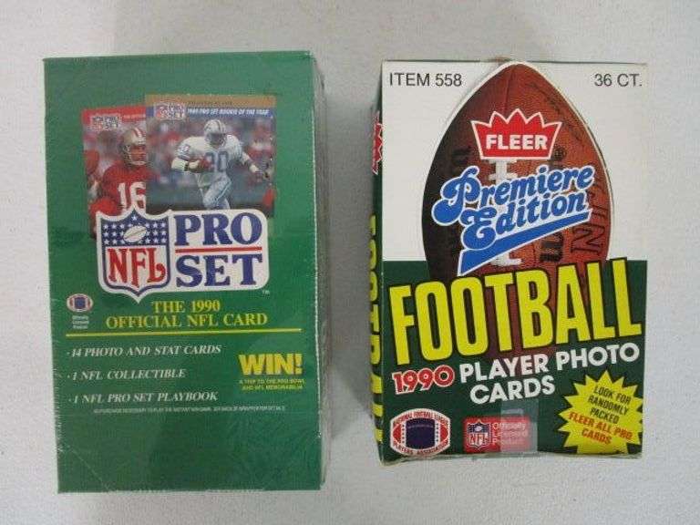 Fleer 1990 Football & Nfl Pro Set 1990 Unopened Wax Pack Boxes