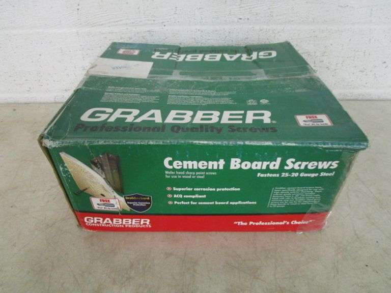 Box of Grabber 8 x 1 1/4" Cement Board Screws - Oberman Auctions