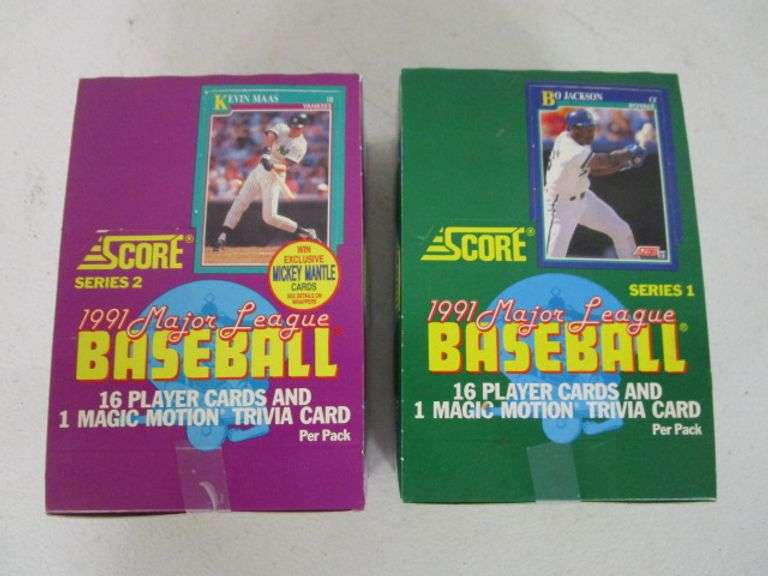 Score 1991 Baseball Series 1 & 2 Unopened Wax Pack Boxes - Oberman Auctions